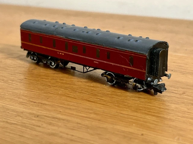 SCRATCH / KIT Built N Gauge LMS Maroon Livery Luggage Coach. SEE ...