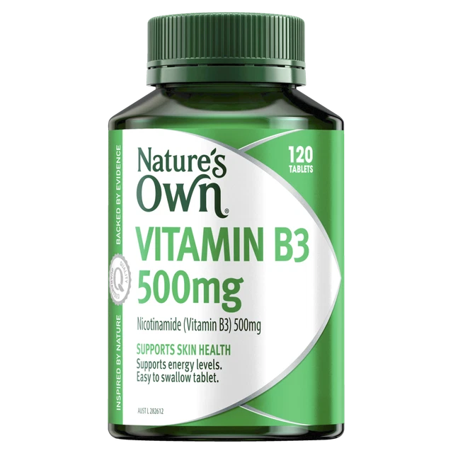 NATURE'S OWN VITAMIN B3 500mg 120 Tablets Skin Health Energy Levels ...