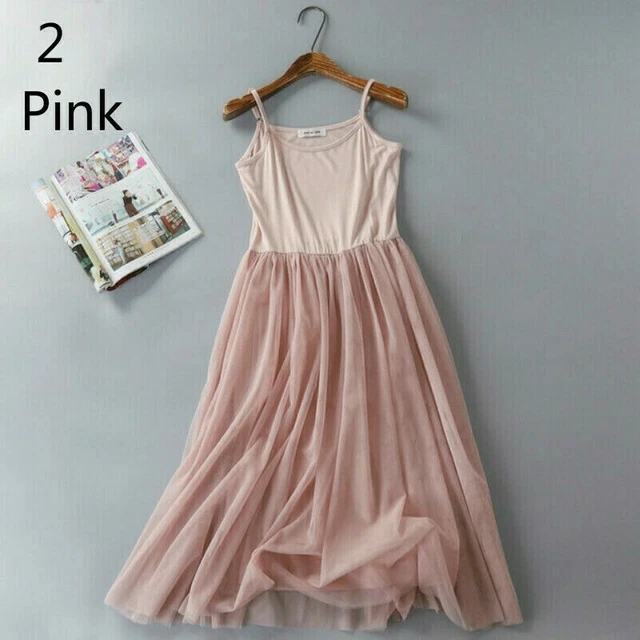 WOMEN LADY UNDER Dress Camisole Full Slip Petticoat Strappy Mesh Layer ...