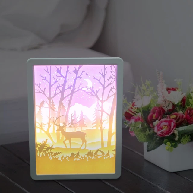 FOREST DEER LIGHT Box Decorative 3D LED Lamp Night Light £22.48 ...