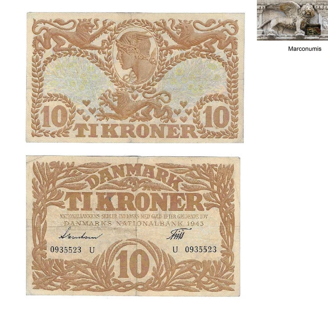 TEN MARKS DANISH banknote issued in 1943 U vf £1.95 - PicClick UK