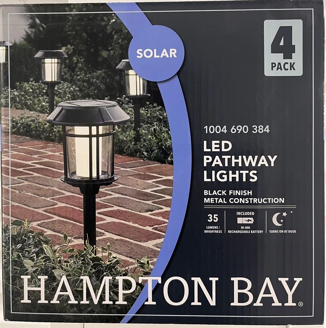 HAMPTON BAY LIGHTING Solar Black LED Outdoor Pathway Light 35 Lumens (4 ...