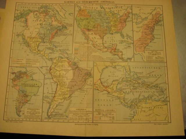 ANTIQUE 4 X Map of circa 1895 History America Chrome Lithographs ...