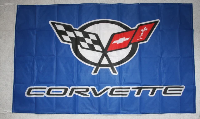 DRAPEAU CORVETTE 90 x 150 cm NEUF chevrolet C1 C2 C3 C4 C5 C6 C7 C8 ...