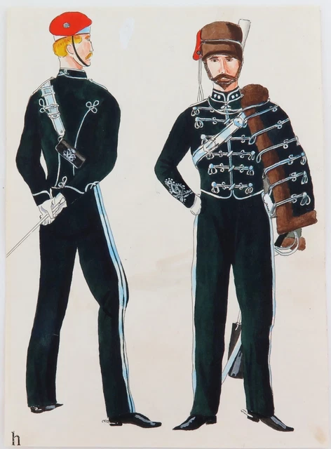 RARE VINTAGE BRITISH Military Uniform Original Book Artwork by L Barlow ...