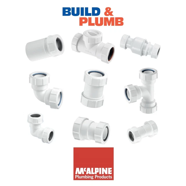 MCALPINE MULTI-FIT COMPRESSION Waste Pipe & Overflow Fittings 1-1/4 ...