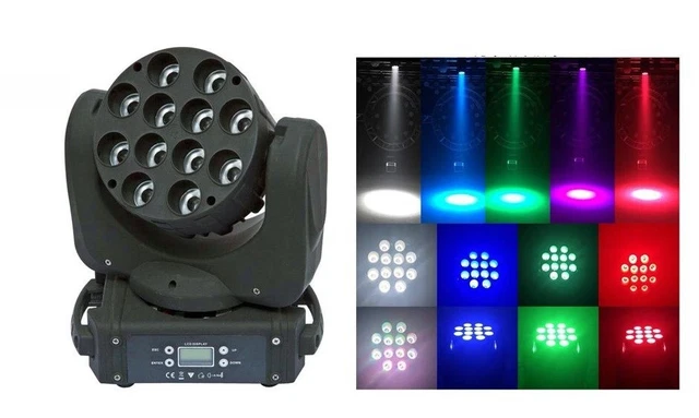 PROJECTEUR RGB PHARE LED Tête Rotatif Mobile Effets Disque 12 LED DMX ...