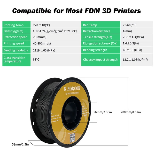 10KG PLA 1.75MM Filament 3D Printer FDM Bundles 1KG Spool Black Yellow ...