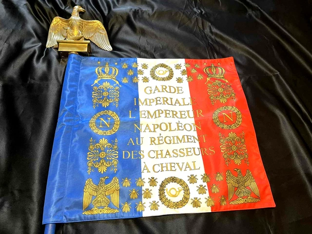 DRAPEAU 1ER EMPIRE garde impériale chasseurs à cheval 2 faces lire ...