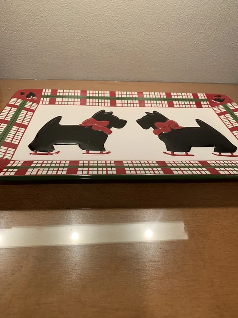 KATE WILLIAMS GLOBAL Design Scottie Dog Rectangular Platter 14” Plaid ...