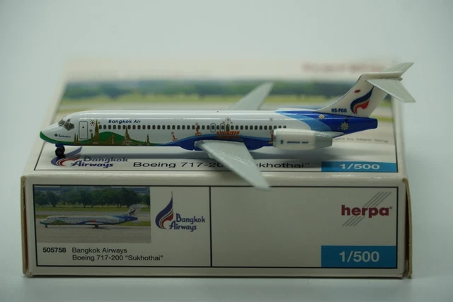 HERPA WINGS CLUB 1:500 Bangkok Airways Boeing 717-200 Sukothai (505758) Lim.1000 EUR 30,99 ...