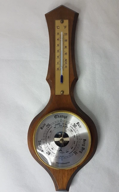 WEATHERMASTER BAROMETER THERMOMETER Wooden Banjo Wall Mounted Spares ...