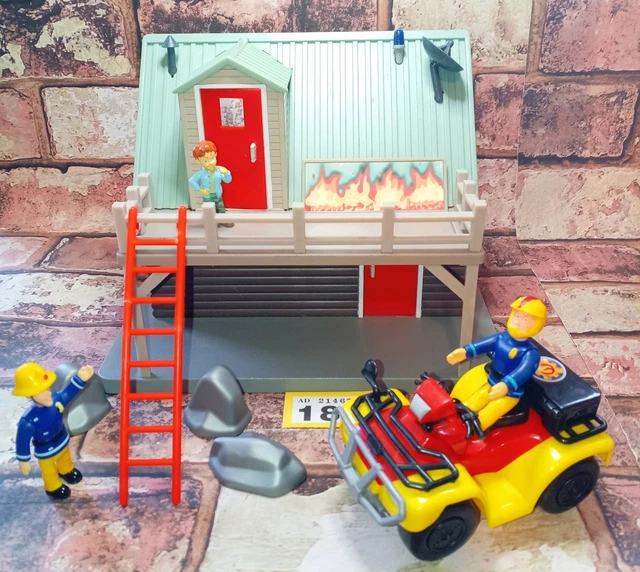 FIREMAN SAM RESCUE Mountain Hut Lodge With Quad Bike & Figures Playset ...