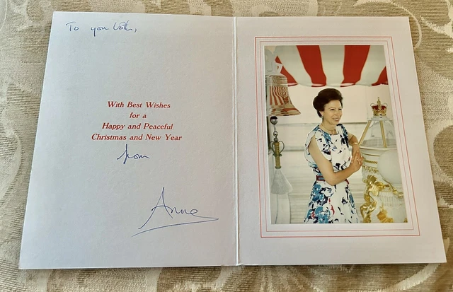 PRINCESS ANNE DAUGHTER Of Queen Elizabeth II Hand Signed Christmas card ...