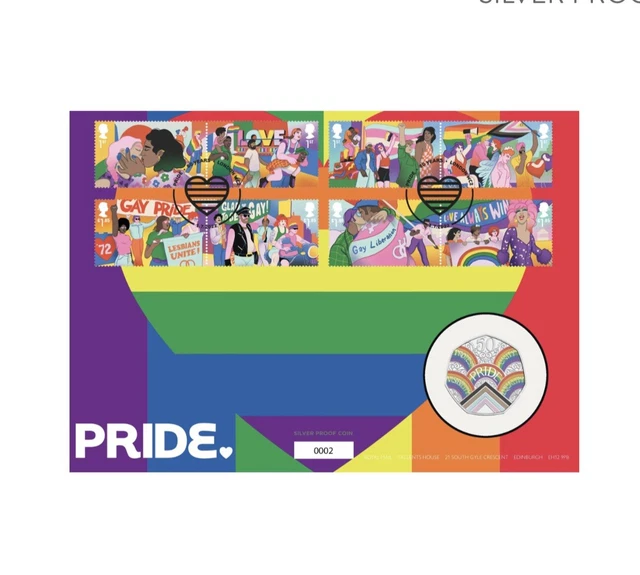 2022 50 YEARS Pride Silver Proof Coloured 50p Coin Cover Limited ...