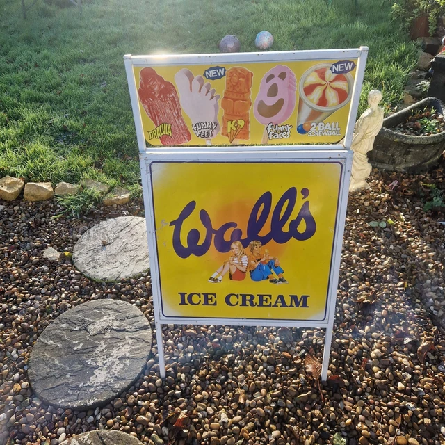 VINTAGE RETRO ORIGINAL Walls Ice Cream Sign Board Double Sided £65.00 ...