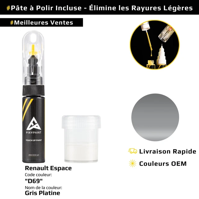 PEINTURE DE RETOUCHE pour Renault Espace Code: D69 Gris Platine EUR 22 ...