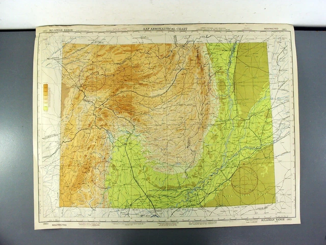 US ARMY AIR Force Mappa Pilota Aeronautico Ww2 1944 Sulaiman Range ...
