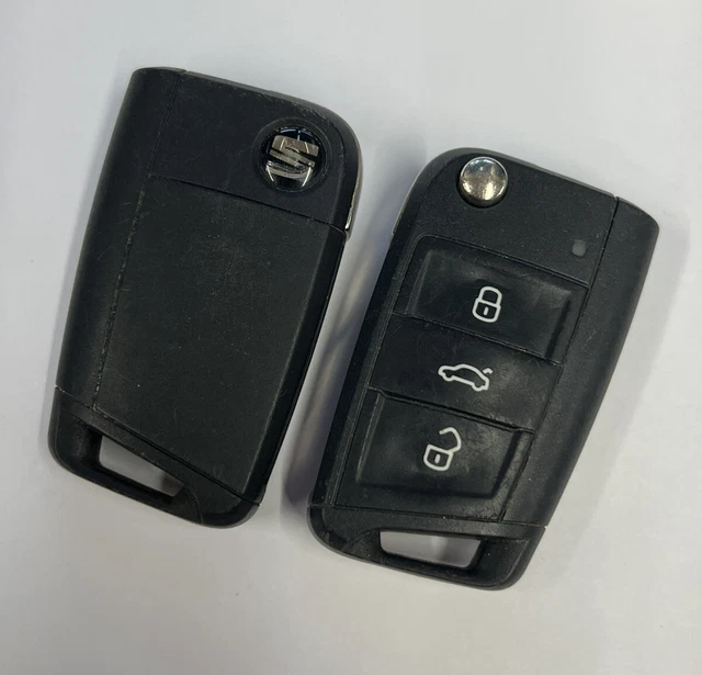 GENUINE SEAT 3 Button Remote Flip Key Fob Ibiza Leon Etc Tested 6F0 959 ...