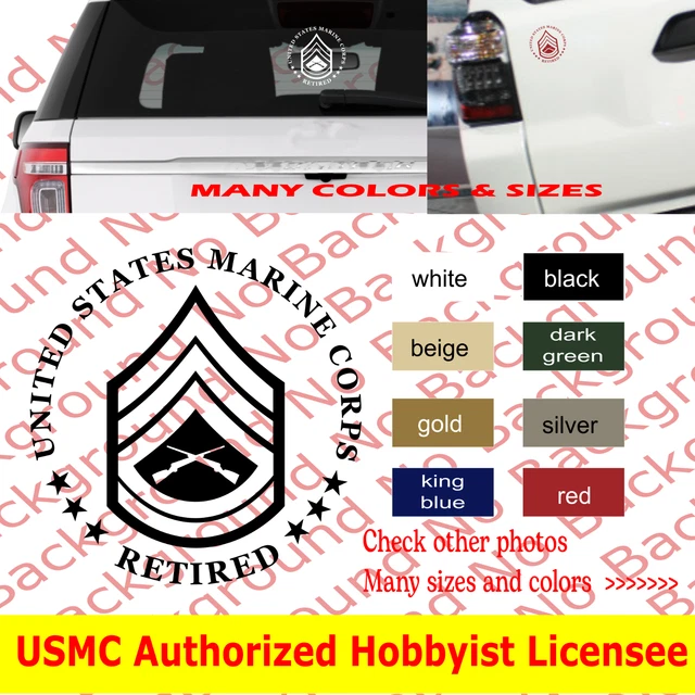 USMC MARINES GUNNERY Sergeant Rank E7 GySGT Retired Die Cut Vinyl Decal ...
