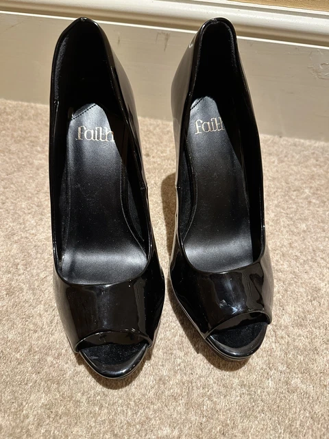 FAITH SIZE 7 Sexy patent leather stiletto Peep Toe heels £10.00 ...