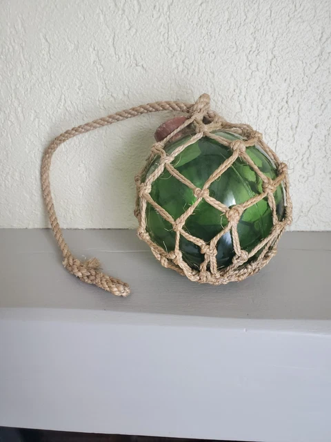 ANCIENNE BOULE FLOTTEUR Filet De Peche En Verre Vert Peche Marine ...