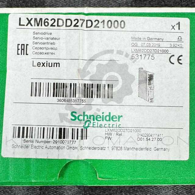 SCHNEIDER LXM62DD27D21000 PACDRIVE 3 Lexium 62 double drive - 27 A ...