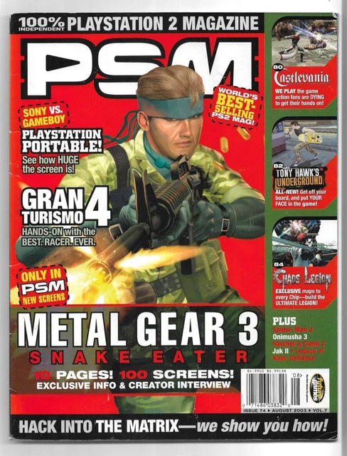 PSM PLAYSTATION MAGAZINE #74 Vol. 7 August 2003 METAL GEAR 3 £15.70 ...
