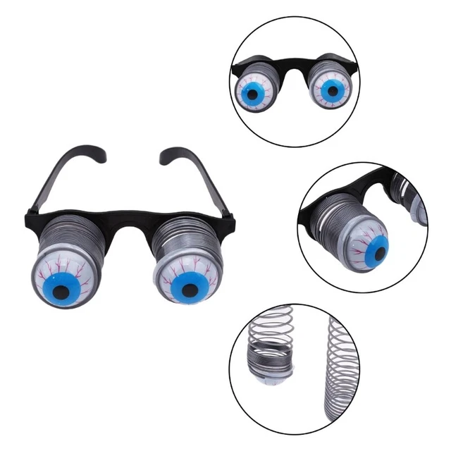 FUNNY GAME DROOPING Eye Spring Glasses Horror Halloween Costume Gift ...