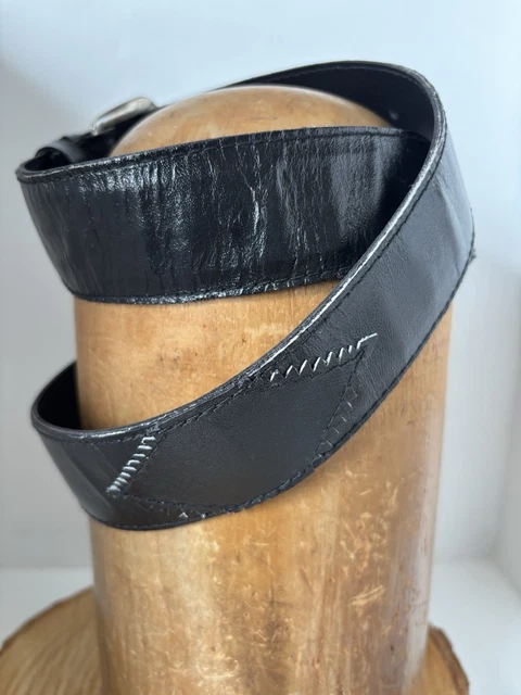 FAUX LEATHER BLACK Belt Hidden Zip Money Pocket Inside Unisex 32-37 ...