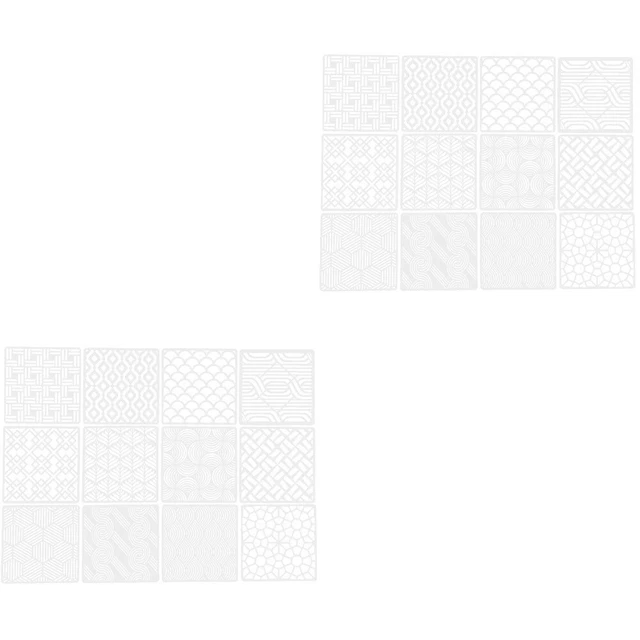 2 PCS STENCIL Paper Geometric Drawing Template Geometry Stencils Child ...