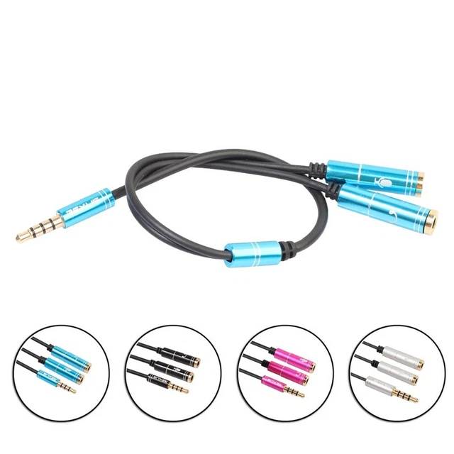 3.5MM HEADPHONE MICROPHONE Jack Splitter Cable 4-Pole Mic Audio Adapter ...