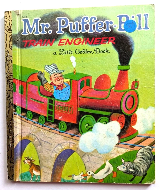 VINTAGE LITTLE GOLDEN Book Mr Puffer Bill Train Engineer Hardcover Book ...