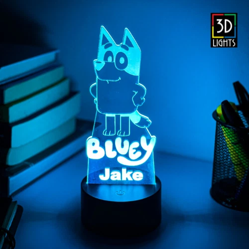 CUSTOM BLUEY KIDS SHOW 3D Night Light LED 7 Colour Table Lamp $45.00 ...