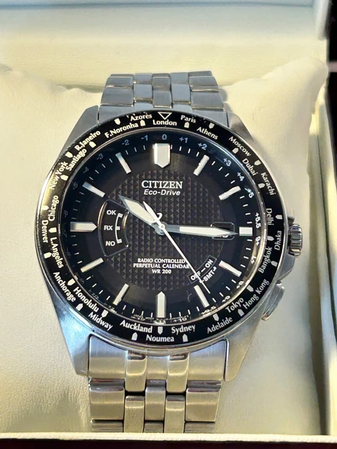 MENS CITIZEN ECO-DRIVE World A.T Radio Controlled CB0160-51L Watch £100 ...