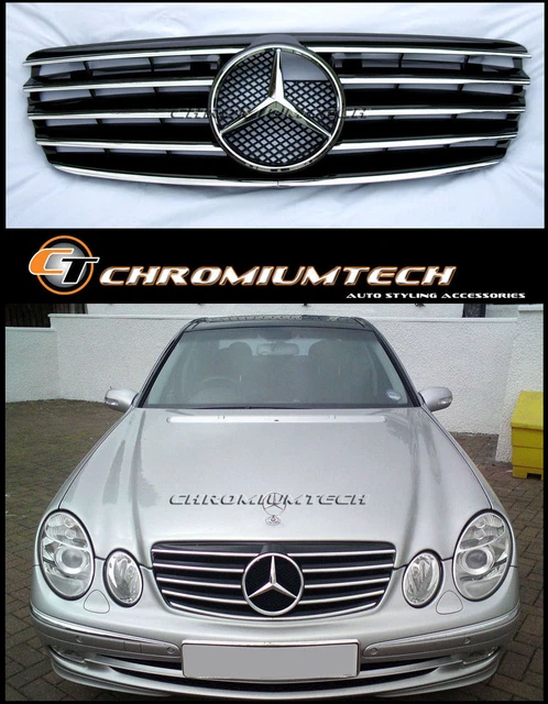 02-06 MERCEDES W211 E-Class BLACK CHROME SPORTS GRILL AMG E55 E63 E240 E280 E350 £139.95 ...
