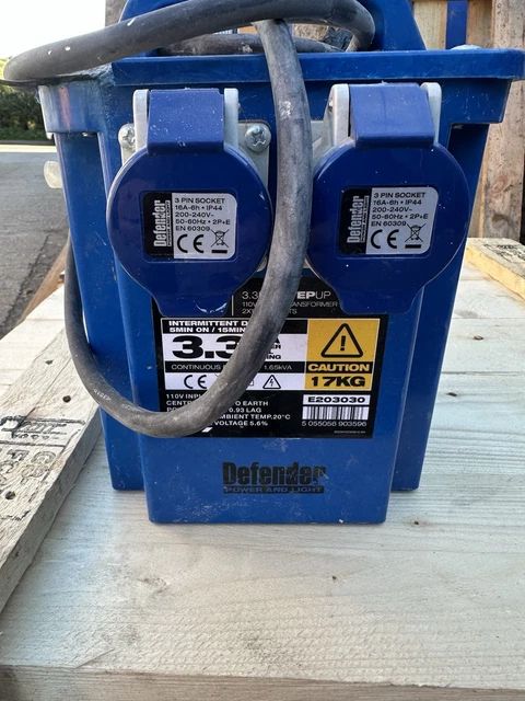 DEFENDER 3.3KVA STEP UP FROM 110V TO 240V TRANSFORMER 2x16A OUTLETS ...
