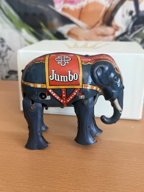 MOKO LESNEY JUMBO Elephant Clockwork Tinplate Toy Blumer & Schuler ...