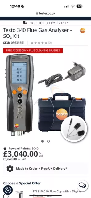 TESTO 340 INDUSTRIAL Flue Gas Analyser SO2 Kit £1,500.00 - PicClick UK