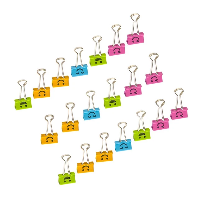 40 PCS 19MM Facial Expression Metal Binder Clips Hollow Paper Clamp ...