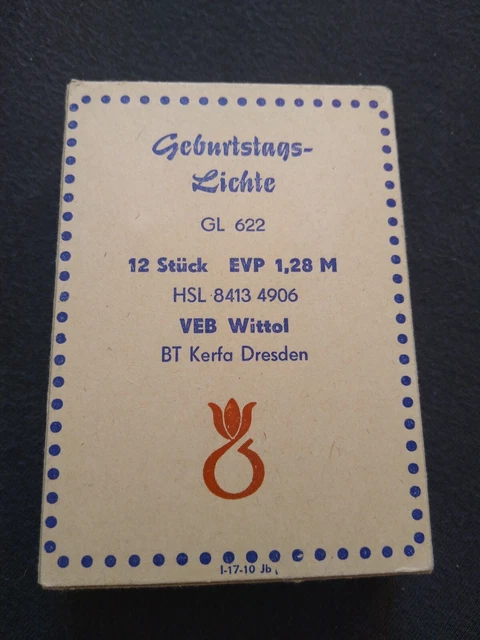 GEBURTSTAGSLICHTE OVP VEB Wittol BT Kerfa Dresden. GL 622. DDR. GDR EUR ...