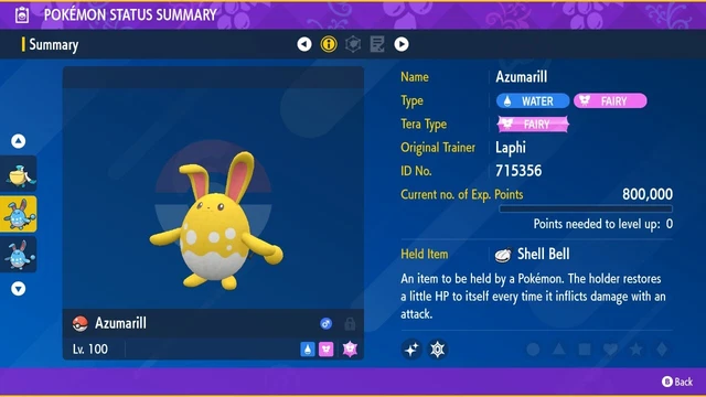 SHINY AZUMARILL LV. 100 6IV Adamant Nature Tera Raid Pokemon Scarlet ...