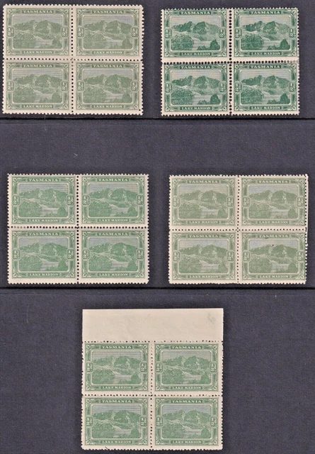 TASMANIA - 10 PICTORIAL issue BLOCKS of 4 of 1/2d & 1d *MINT HINGED ... TASMANIA - 10 PICTORIAL issue BLOCKS of 4 of 1/2d & 1d *MINT HINGED ...