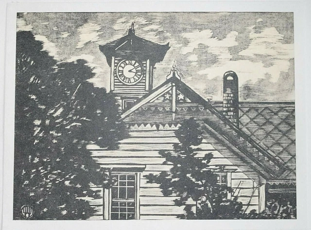 SAPPORO CLOCK TOWER SEIICHI TANEICHI Japanese Shin-Hanga Art Print ...