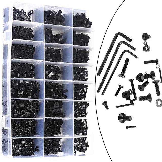 VIS À DOUILLE à tête plate kit complet de 1500 pièces avec boîte de ...