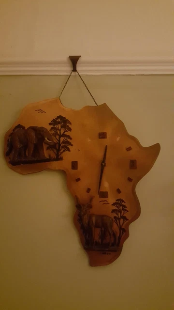 VINTAGE COPPER 3D African Clock retro 1970s africa elephant gazelle £25 ...