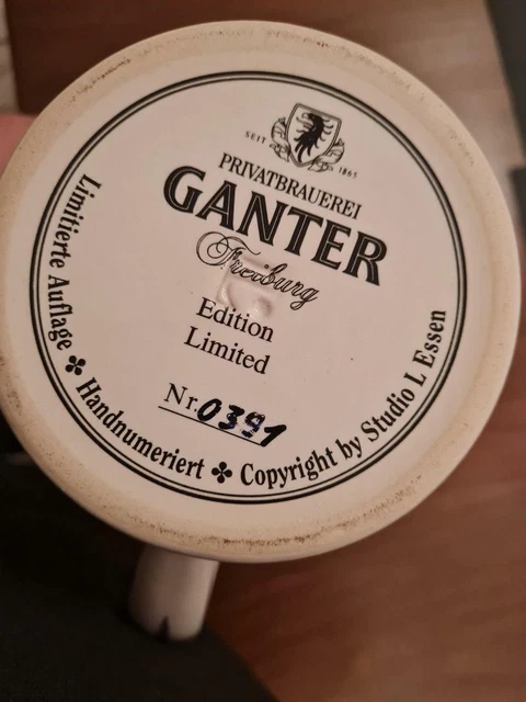 BIER SEIDEL KRUG Zinn Deckel Brauerei Ganter limitiert Steingut ...