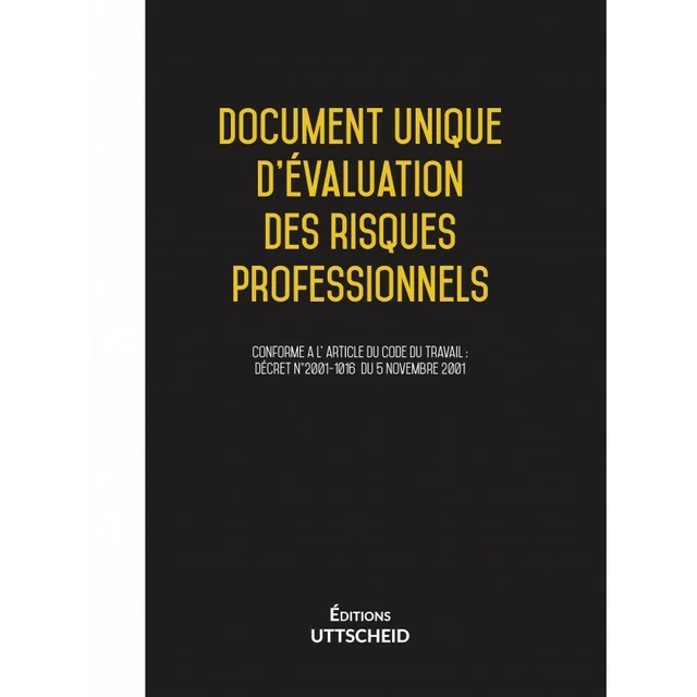 DOCUMENT UNIQUE D'ÉVALUATION des risques professionnels métier (Pré-rempli) : Ma EUR 69,95 ...