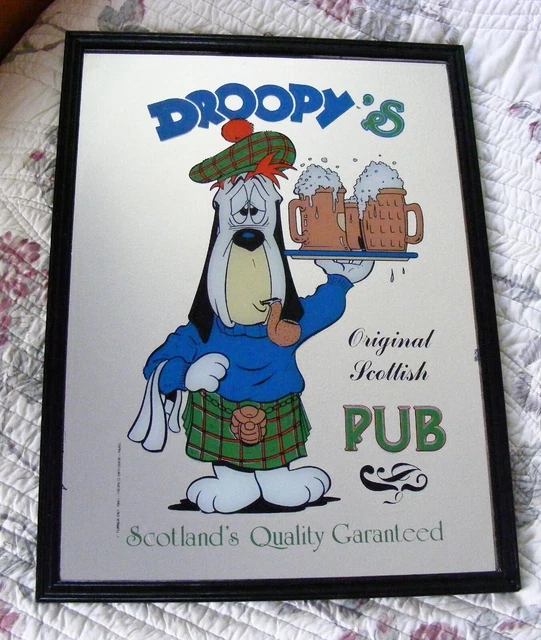 VINTAGE DROOPY'S ORIGINAL Scottish Pub Mirror With Droopy The Cartoon ...