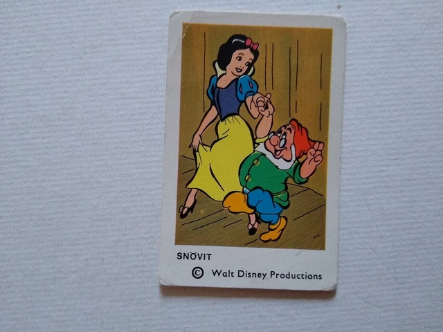 SNOW WHITE SEVEN Dwarfs Dancing Doc Walt Disney card Sweden Swedish £4. ...